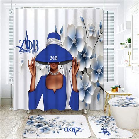 Zeta Phi Beta Sorority 4pcs Shower Curtain Set Etsy