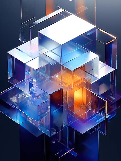 Futuristic Cube Background Blue And Purple Hue Futuristic Techno Cube Background 3d Rendering