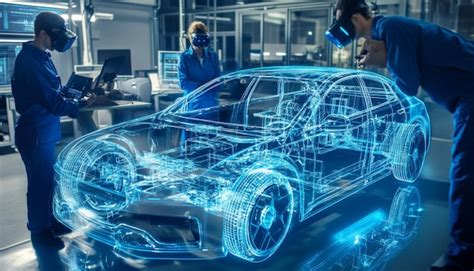 Automobile Design Engineers Collaborate On Electric Car Prototype In