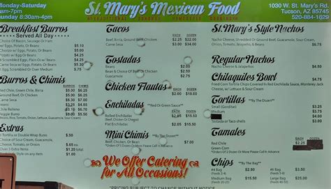 St Marys Mexican Food Menu New On The 2026
