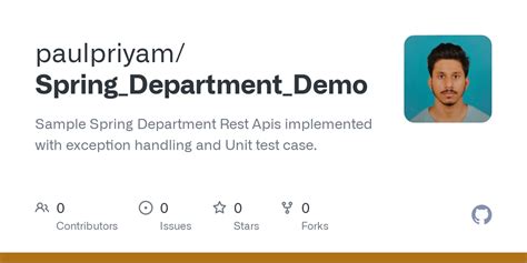 Github Paulpriyam Spring Department Demo Sample Spring Department Rest Apis Implemented With