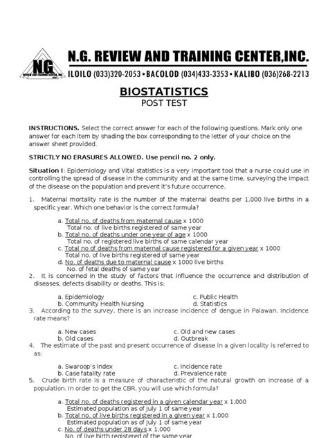 Biostat Post Test Pdf Epidemiology Infant Mortality