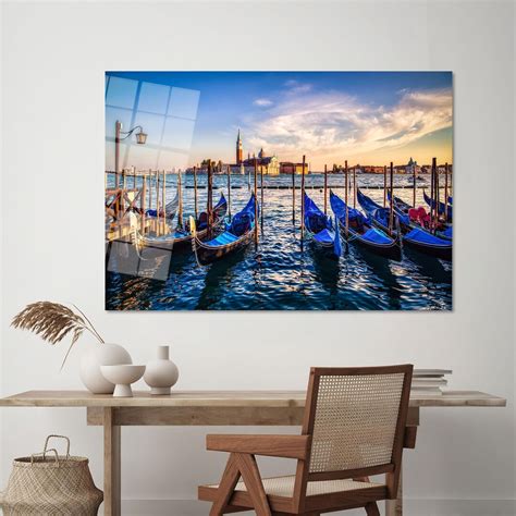 Venice Gondola Glass Art Italy Landscape Canvas Wall Decor Etsy