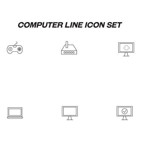 Computer Line Icon Set Drawed With Thin Line Vector Outline Symbols Of Joystick Router Cloud