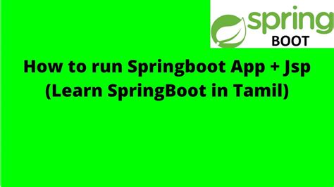 My First Springboot App Jsppart 1 Learn Springboot In Tamil Youtube