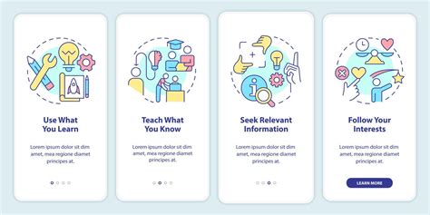 Practical Learning Techniques Onboarding Mobile App Screen Walkthrough 4 Steps Editable Graphic
