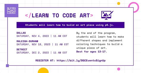 Black Girls Code On Linkedin Are You Interested In Coding Art Then Join Us For Our Learn To