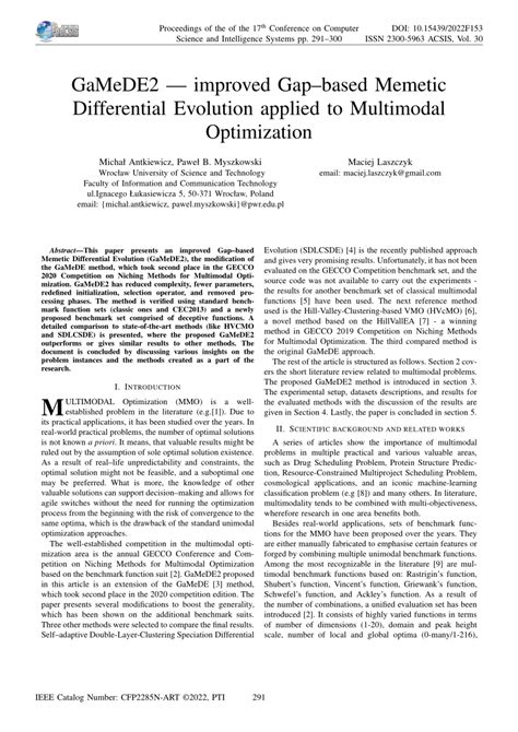 pdf gamede2 — improved gap based memetic differential evolution