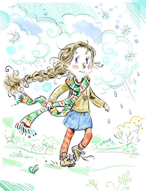 Ragazza Divertente Con Una Sciarpa Illustrazione Di Stock Illustrazione Di Infanzia Fascino
