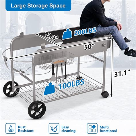 Grill Table Stand Cart For Weber 22 And 18“ Original Kettle Performe Grillpartsreplacement