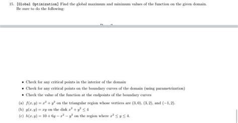 Solved Global Optimization Find The Global Maximum And Chegg