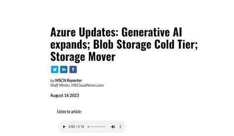 Mscloudnews On Linkedin Azure Updates Generative Ai Expands Blob