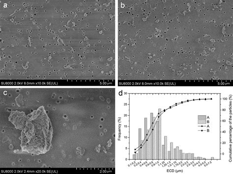 Particles Distribution Under Sem A Particles Distribution Of S1 B