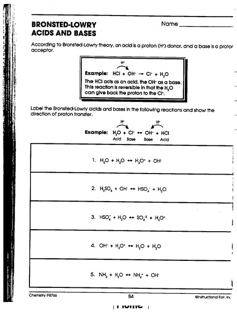 Acid And Base Worksheet E