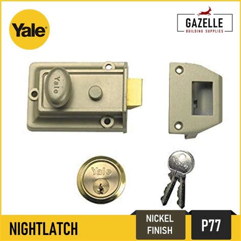 Yale Traditional Night Latch Gate Lock Nightlatch Metallic Gray Body