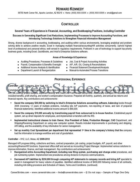 Controller Resume Template