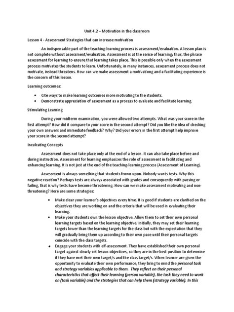 Unit 42 Lesson 4 Pdf Educational Assessment Learning