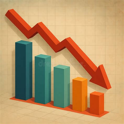 Declining Business Metrics With Red Arrow And Bar Graph Stock Illustration Illustration Of