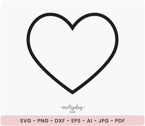 Heart Outline Digital Download Heart Outline Svg Basic Heart Shape