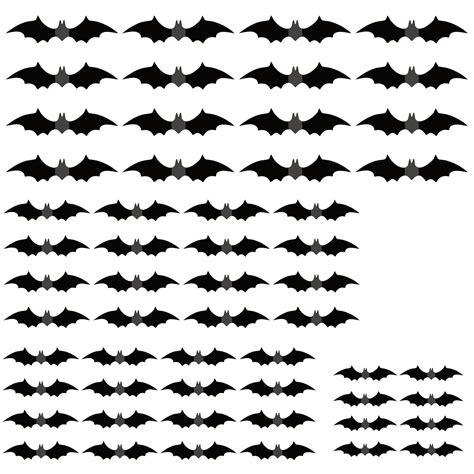 Tergayee Halloween 3d Bat Decorations 56pcs Realistic Pvc Scary Black