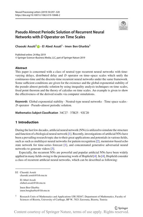 Pseudo Almost Periodic Solution Of Recurrent Neural Networks With D Operator On Time Scales