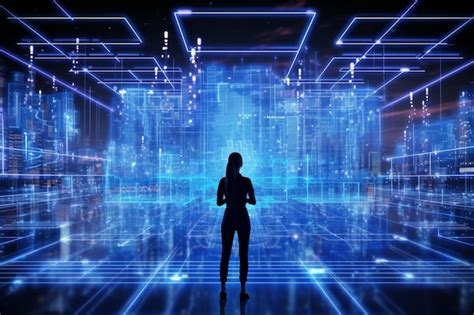 Premium Photo Big Data Center Female Chief Technology Officer Using Laptop Standing In