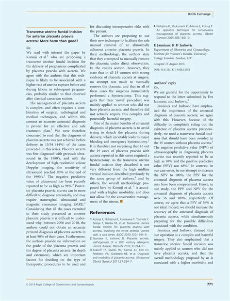 Pdf Transverse Uterine Fundal Incision For Anterior Placenta Praevia