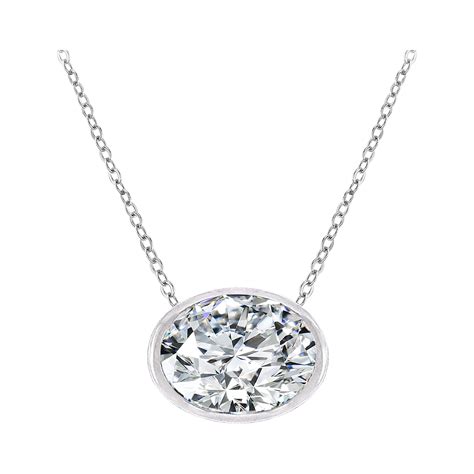 Jeenmata Fashionable 1 Ct Sideways Oval Cut Moissanite Bezel Set Slider