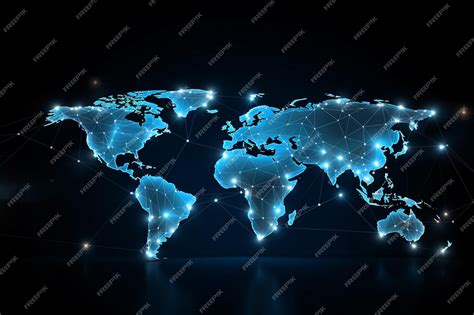 Global Network Connection World Map Abstract Technology Background Premium Ai Generated Image