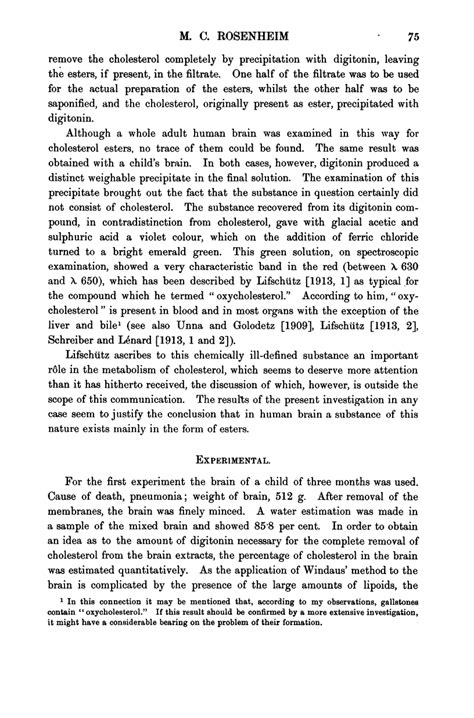 The Cholesterol Of The Brain Ii The Presence Of “oxycholesterol” And