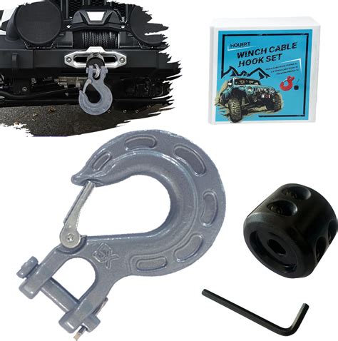 Nilight Forged Steel Winch Hook 38 Grade 70 Safety Latch Winch Cable Hook Stopper