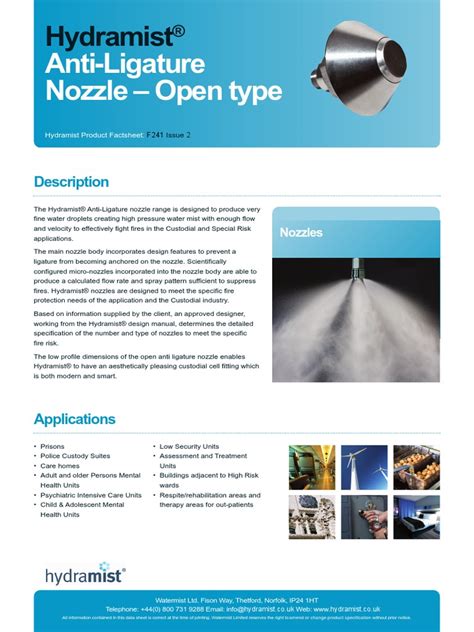 Anti Ligature Nozzle Open Type Hydramist Pdf Nozzle