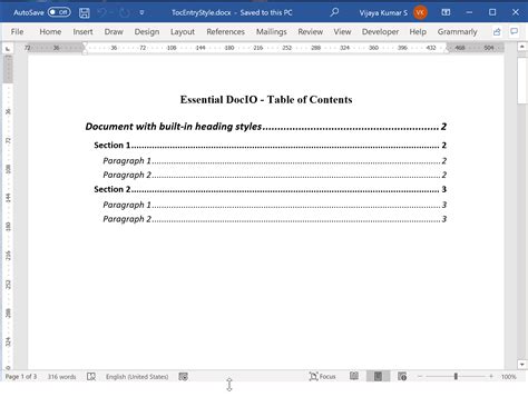 Create And Update Table Of Contents In Word Documents In Net Core C