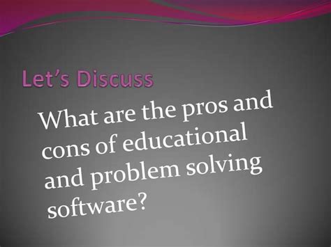 Integrating Problem Solving And Educational Software Pptx