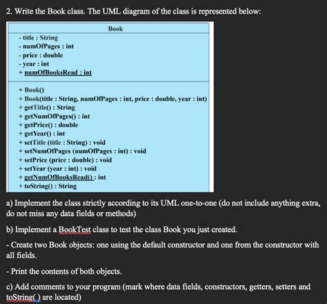 Solved Write The Book Class The UML Diagram Of The Class Chegg