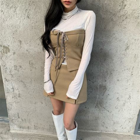 코르셋 지퍼 뷔스티에 탑 2colors