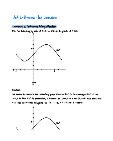 1st Derivative Unit 2 Unit 2 Preclass 1st Derivative Sketching A Derivative Usinga