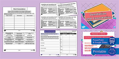 Sixth Grade Connotation And Denotation Lesson Pack Twinkl