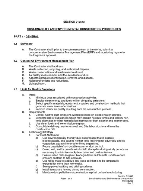section 013543 sustainability and environmental construction procedures