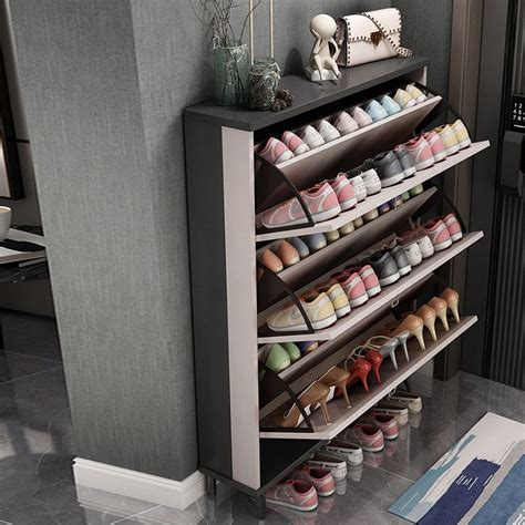 Armario Zapatero Moderno Con Puertas Organizador De Zapatos De Madera