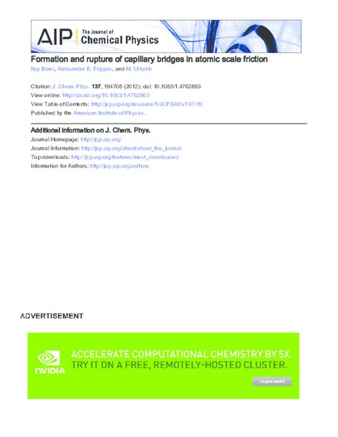 Pdf Formation And Rupture Of Capillary Bridges In Atomic Scale Friction