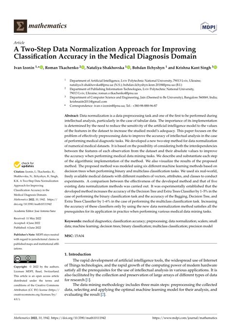 pdf a two step data normalization approach for improving