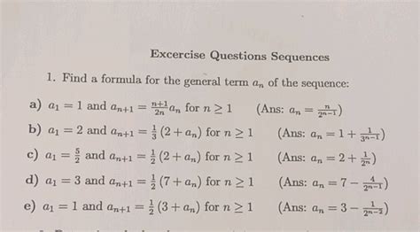 Excercise Questions Sequences 1 Find A StudyX