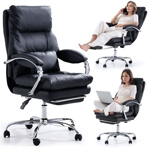 Leagoo Office Chair With Foot Rest Reclining Ergonomic Executive