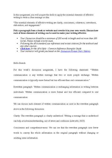 eng 1102 01 discussion assignment unit 1 in this assignment you will