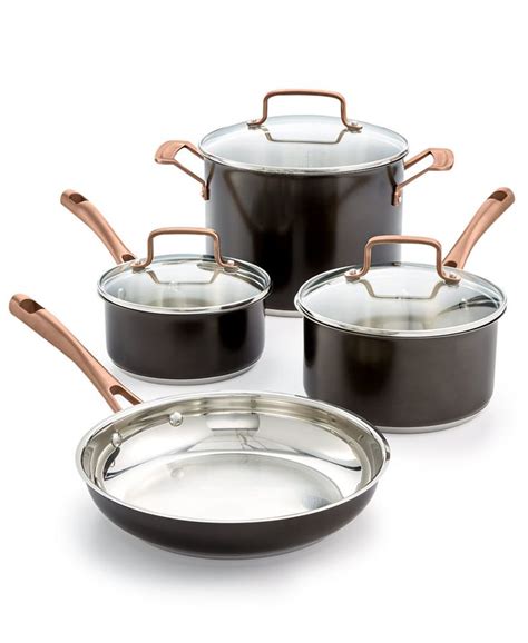 Cuisinart Onyx Black And Rose Gold 7 Pc Stainless Steel Cookware Set