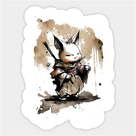 Kawaii Moogle Inspired Adventure Sumi E Art Moogle Sticker Teepublic