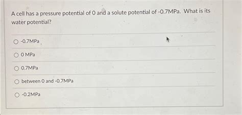 Solved A Cell Has A Pressure Potential Of 0 And A Solute
