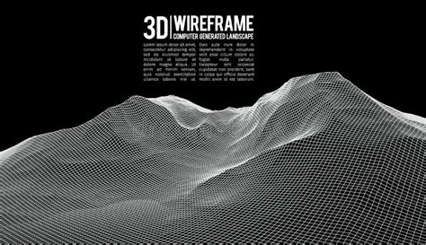 Abstract Vector Wireframe Landscape Background Cyberspace Grid 3d Technology Wireframe Vector