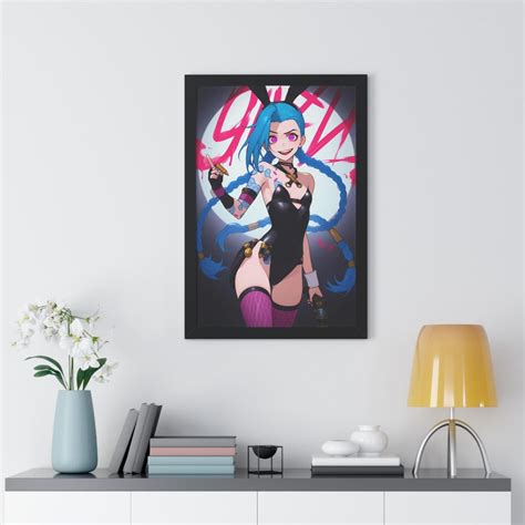 Jinx From Arcane Cute Waifu Art Print League Of Legends Anime Bunny Girl Framed Vertical